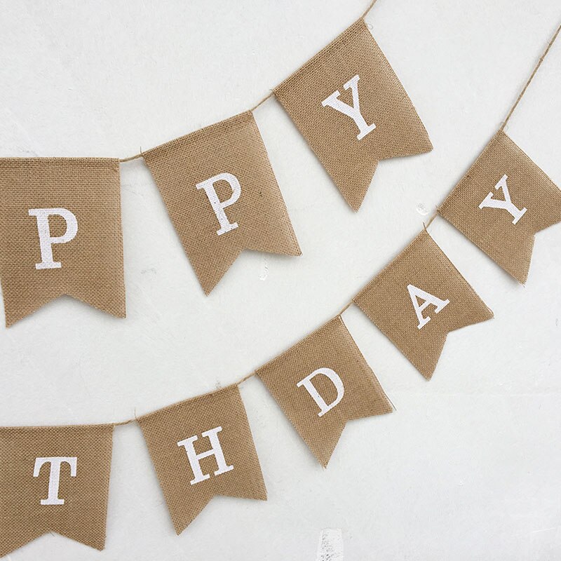 Happy Birthday Event Supplies Dovetail Flags Jute ... – Grandado