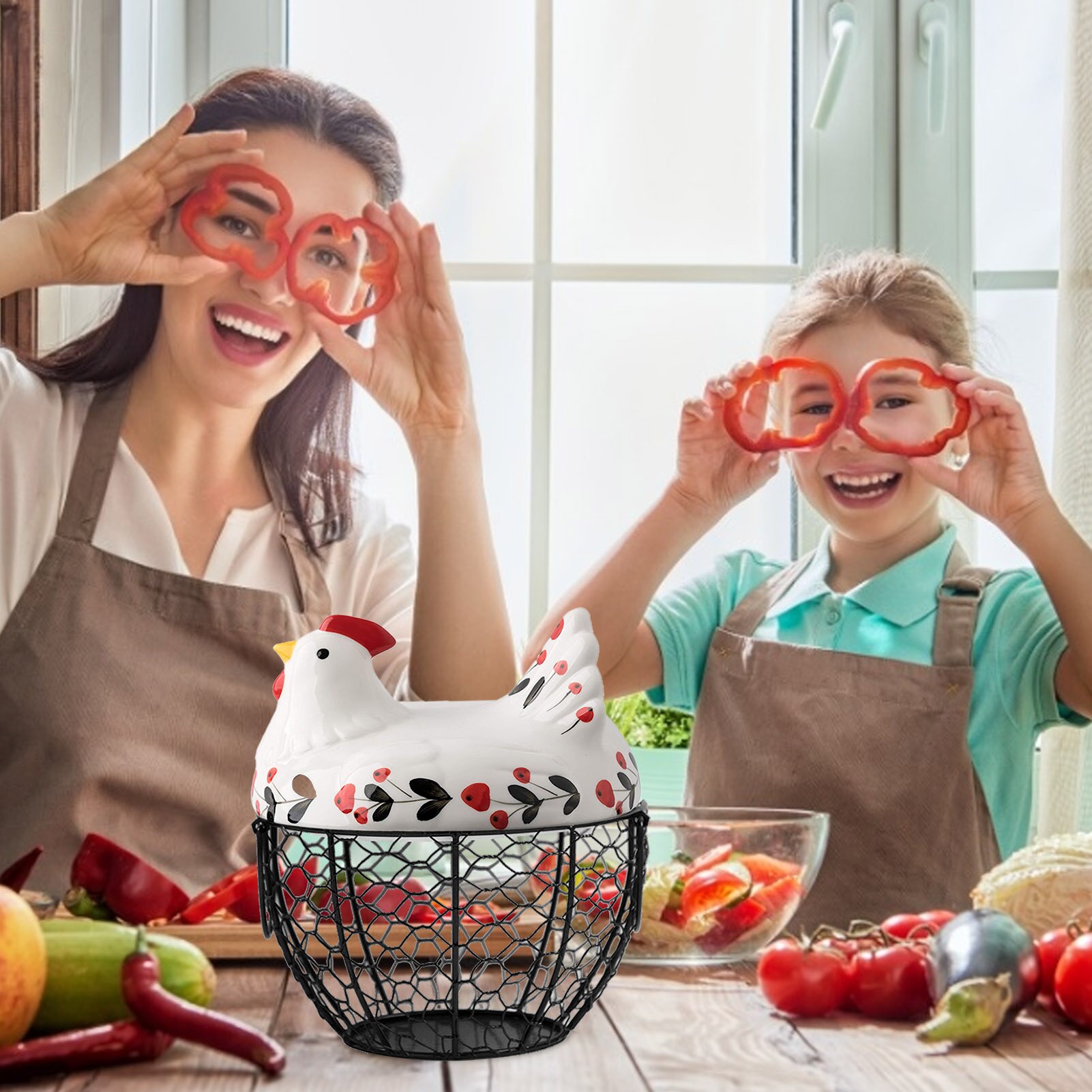 Ceramic Egg Organizer Storage Basket Egg Basket Fr... – Vicedeal