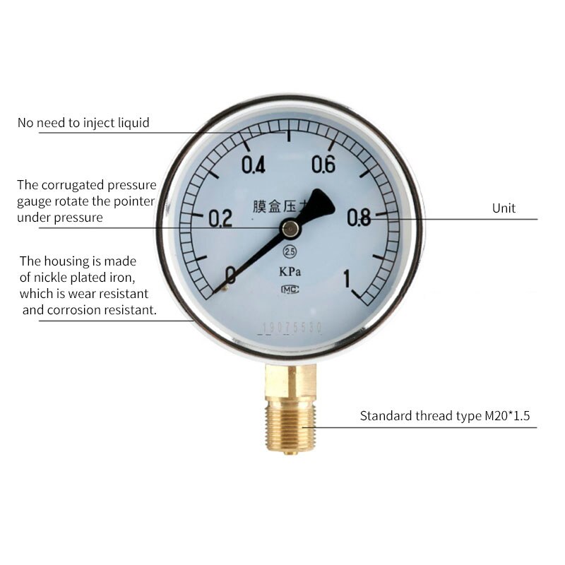 ELECALL YE-100 0-30KPA Air Diaphragm Pressure Gaug... – Grandado