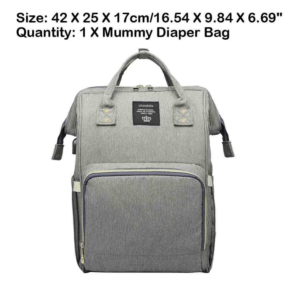 LEQUEEN USB Interface Diaper Bag Large Capacity Wa... – Grandado