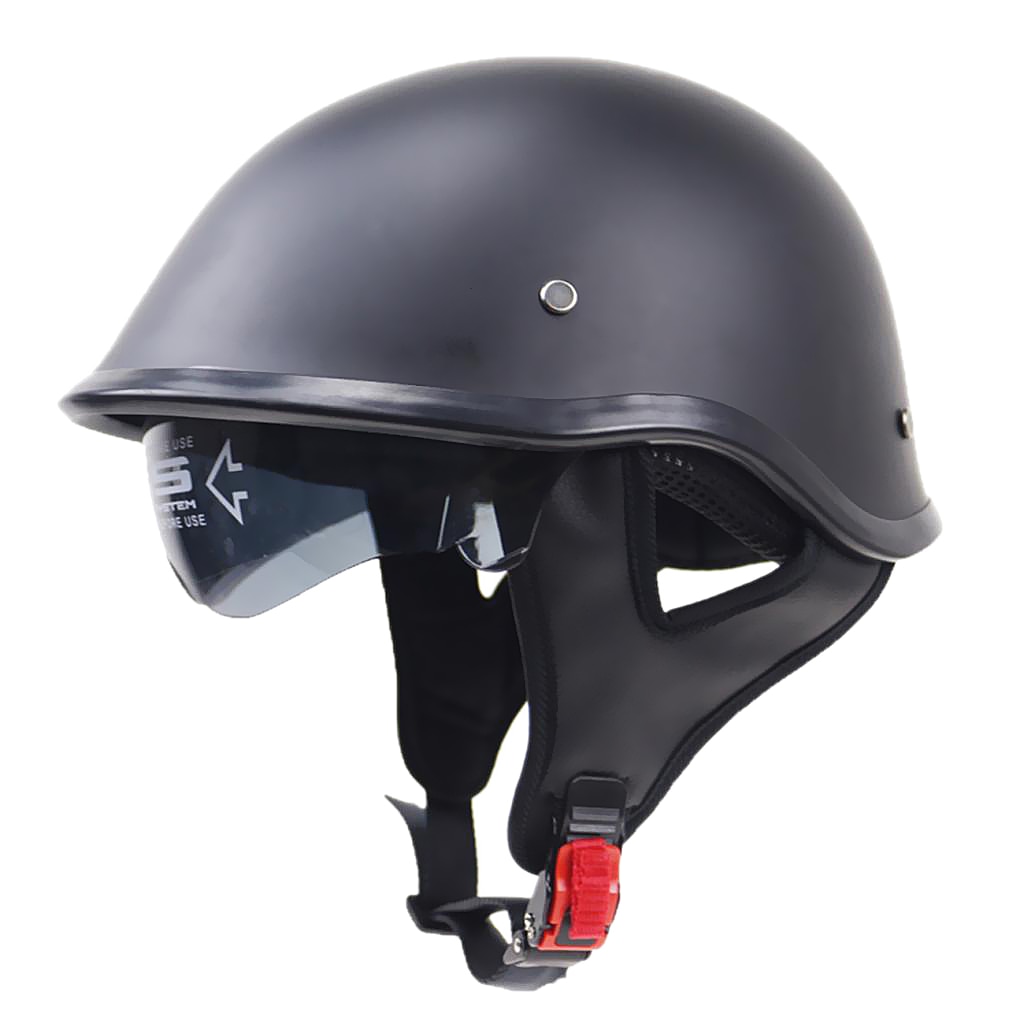 Matte Black Motorcycle Dot Half Helm Met Down Zon ... – Grandado