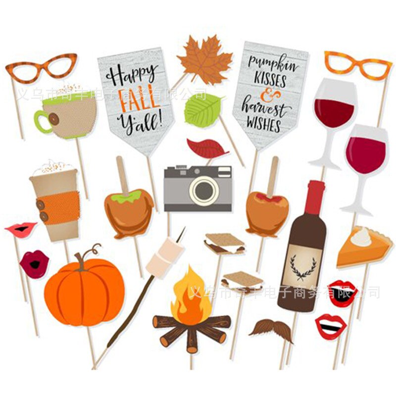 26pcs Fall Pumpkin Harvest Photo Booth Prop Wine C... – Grandado
