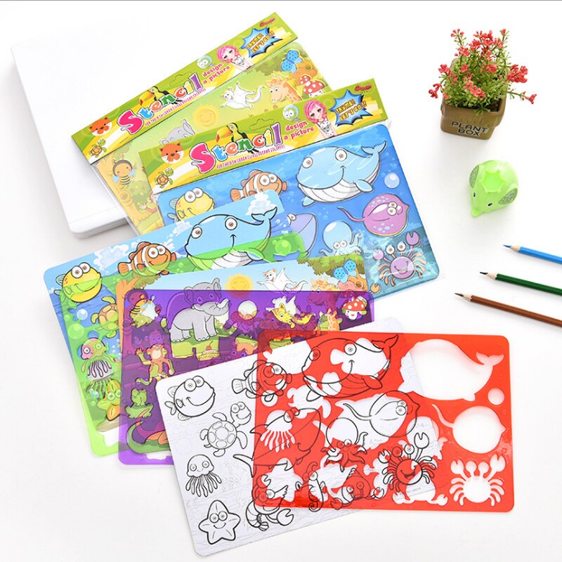 1pc Children Drawing Template Cute Art Plastic Lea... – Grandado