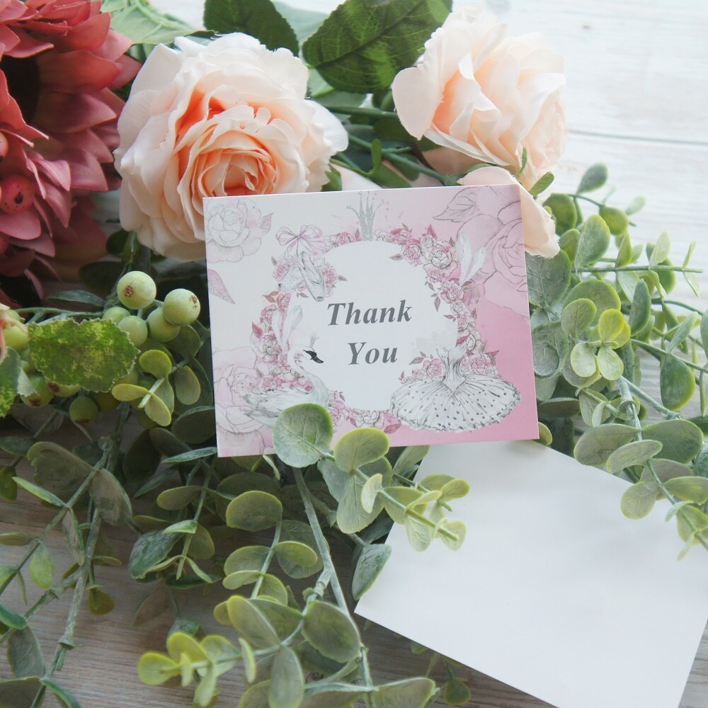 50 stuks 10*8cm Kaart Roze Zwanenmeer Dank Je Kaar... – Vicedeal