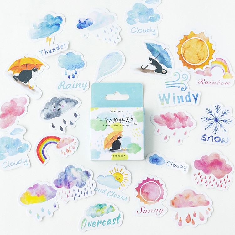 46PCS/PACK Kawaii Cute Weather Rainbow Sticker Mar... – Vicedeal