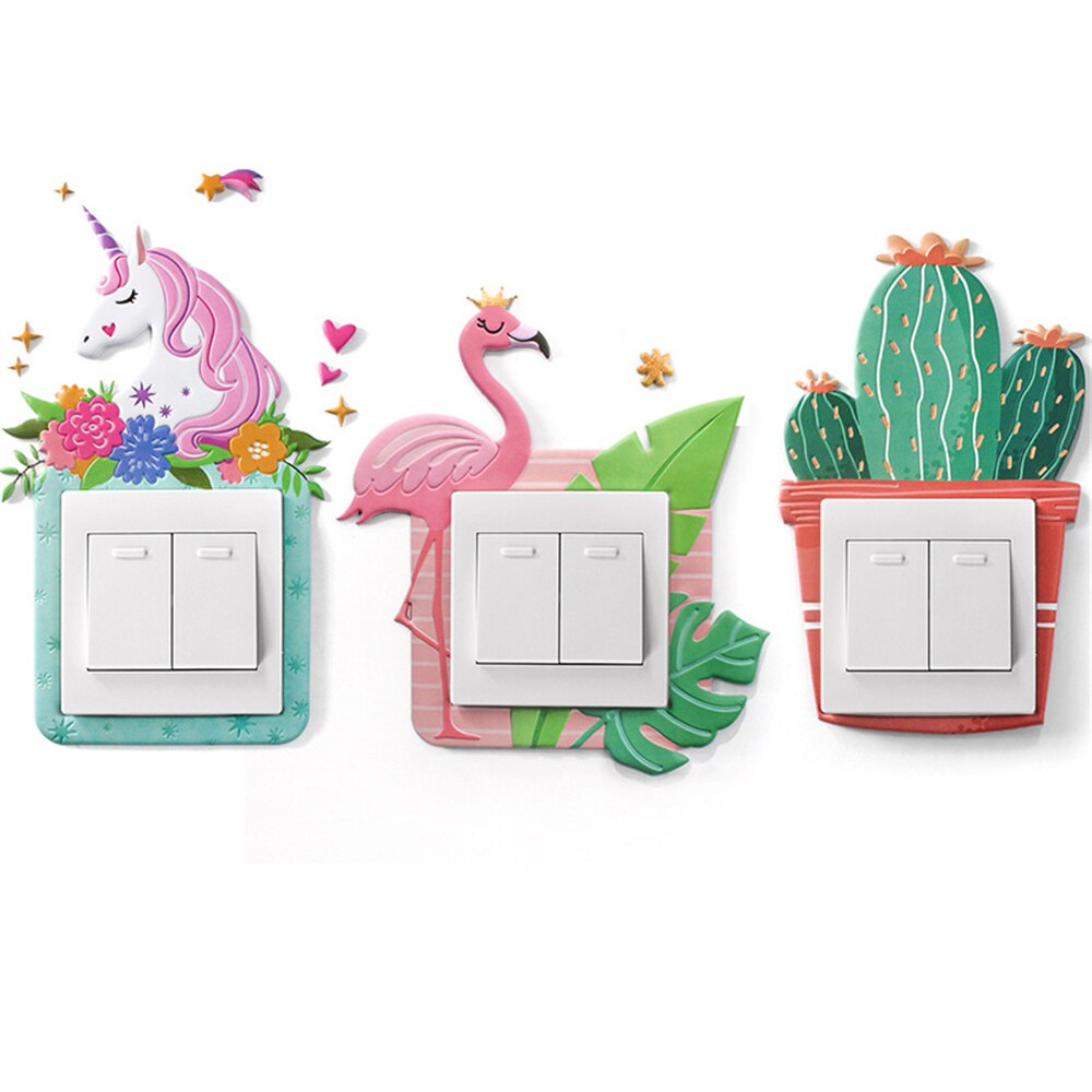 Cartoon Dier Eenhoorn Flamingo Schakelaar Muurstic... – Vicedeal