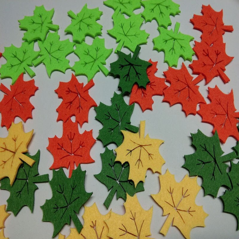 40pcs 4.2x4.3cm Felt Maple Leaf DIY Decorative kin... – Grandado