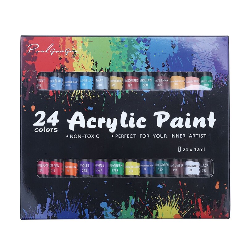 12/24 Kleur Acryl Verf Set Voor Canvas Hout Klei S... – Vicedeal