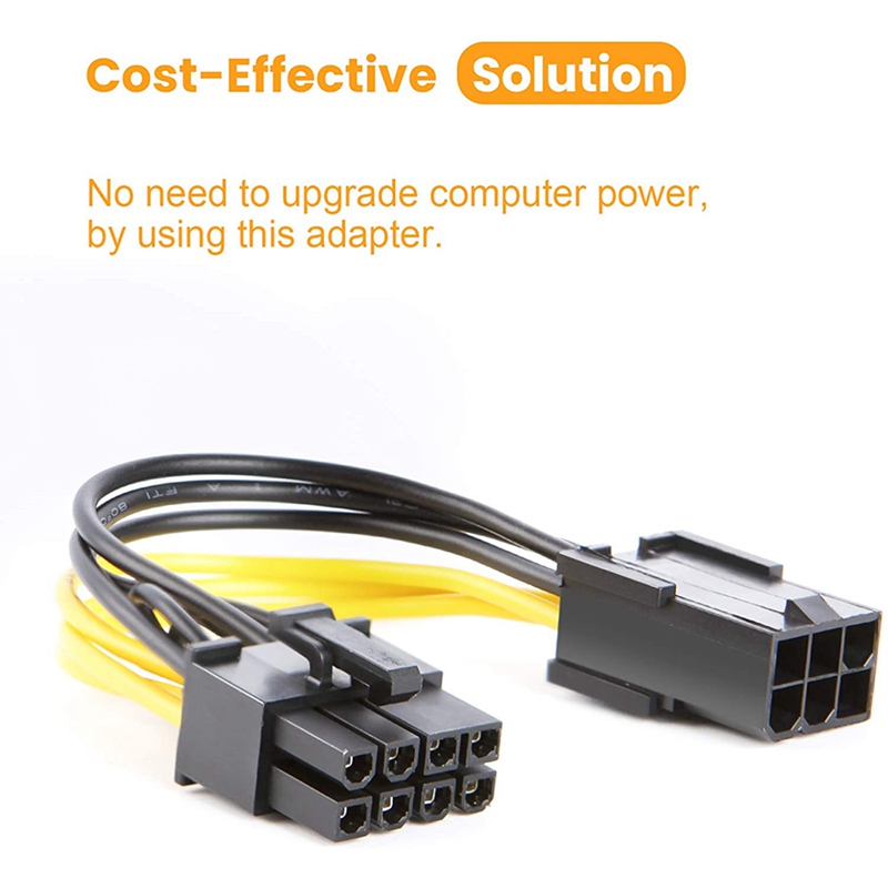 Pcie 6Pin To 8Pin Adapter, PCI-E 6-Pin Male To 8-P... – Grandado