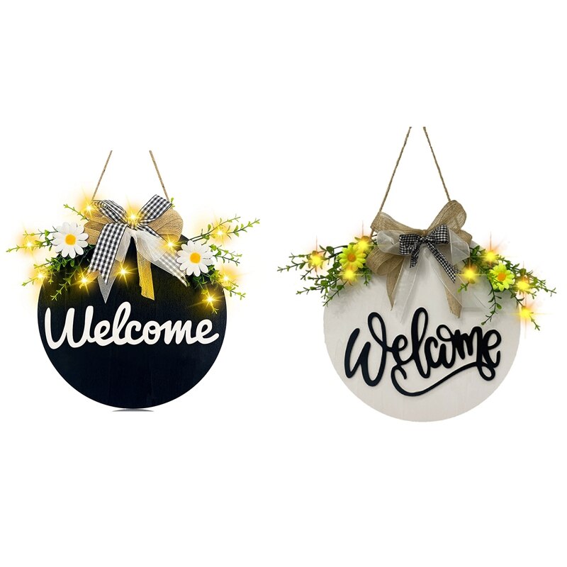 Lighted Welcome Wreath Sign Front Door Porch Decor... – Vicedeal