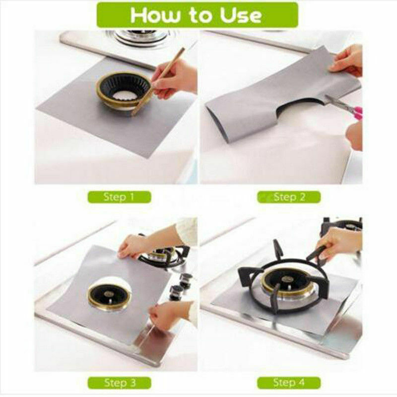 4*Reusable Protector Gas Range Liner Non Stick Gas... – Vicedeal