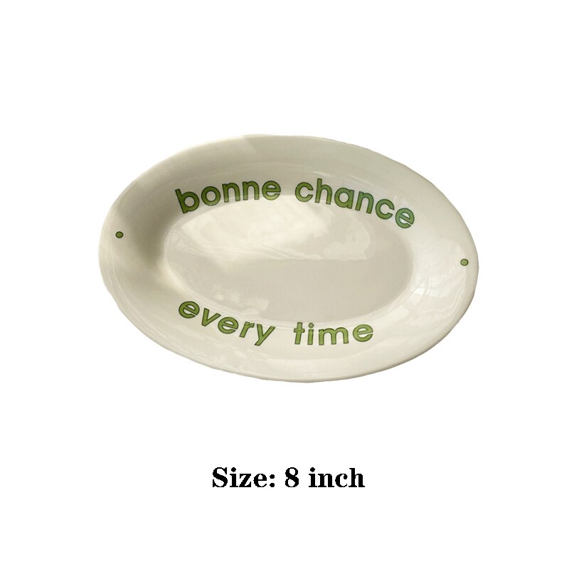 LadyCC Green Letter Oval Plate Ceramic Dinner Plat... – Grandado