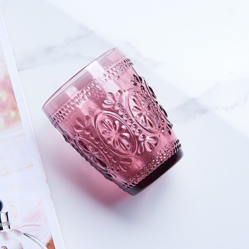 2Pcs 300ml Retro Embossed Colored Glass Hammer Whi... – Grandado