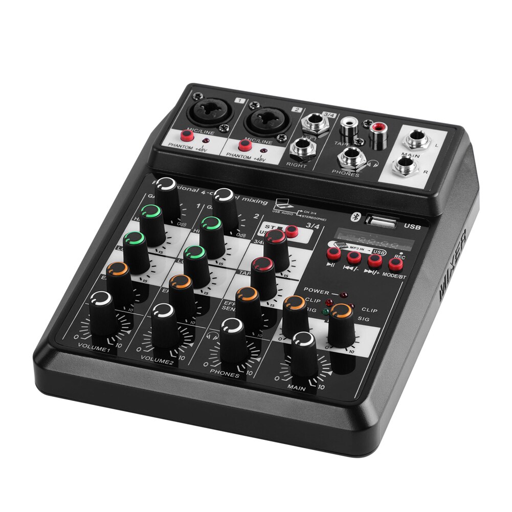 4-Channel Small BT Mixer With Reverb Effect Home K... – Grandado