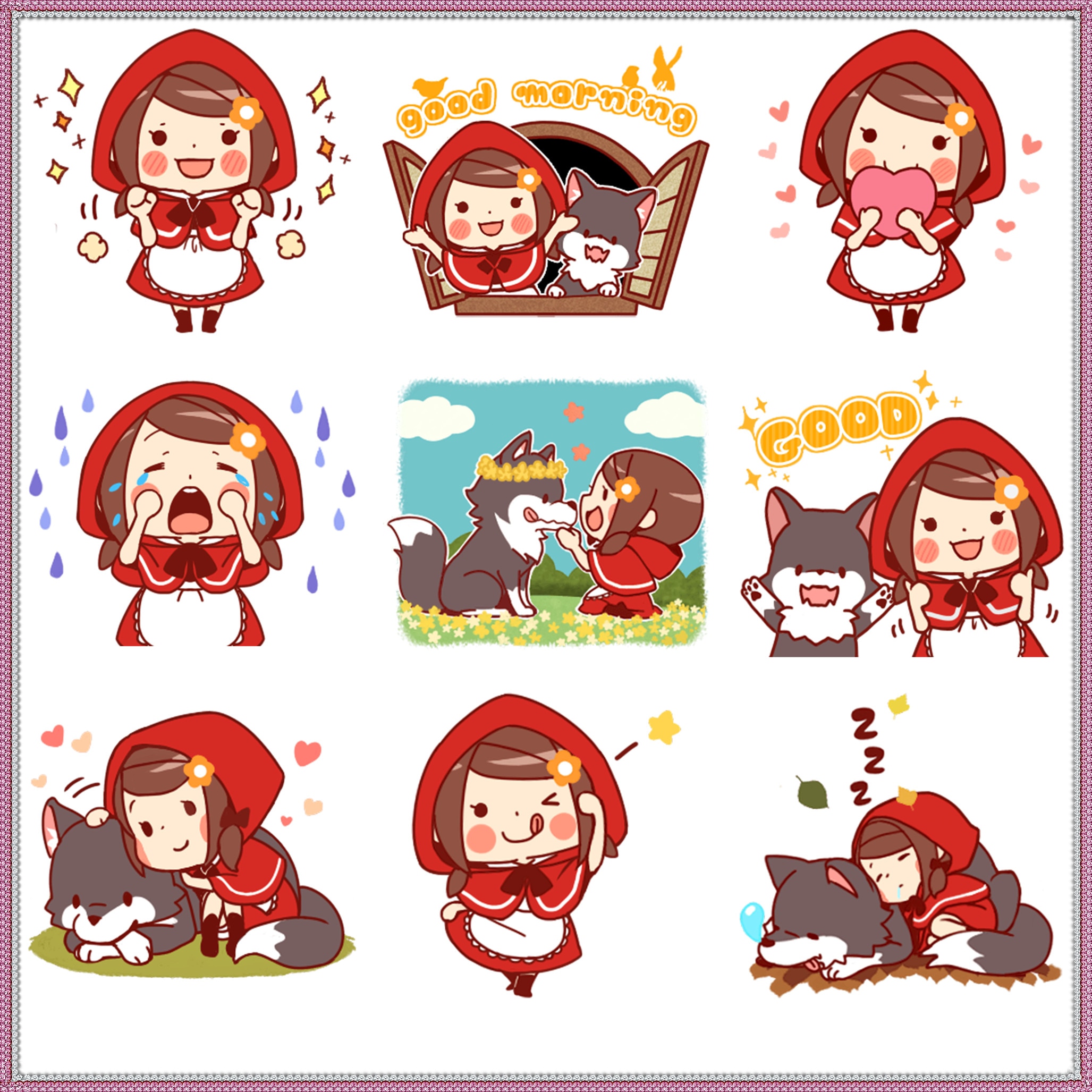 40Pcs/Bag Little Red Riding Hood girl Stickers Scr... – Grandado