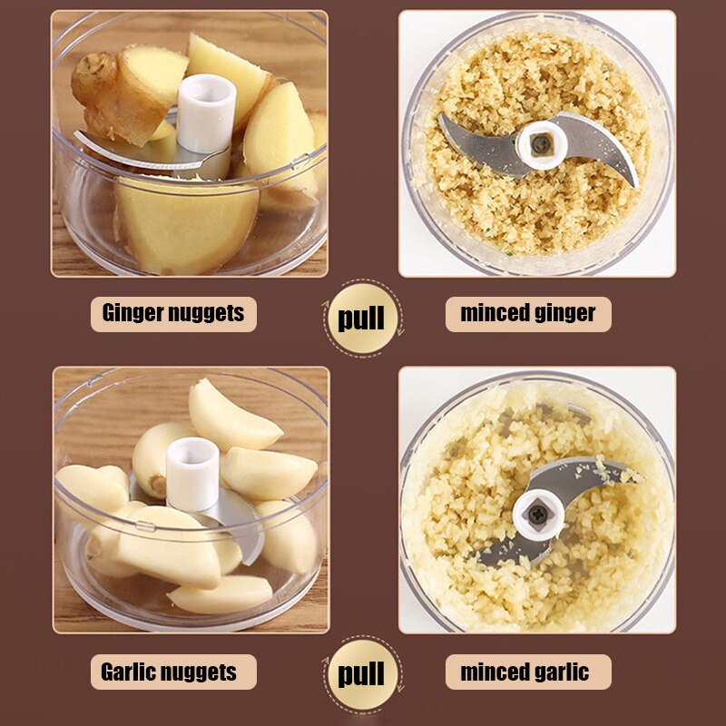Mini Garlic Press Crusher Manual Pull String Garli... – Grandado