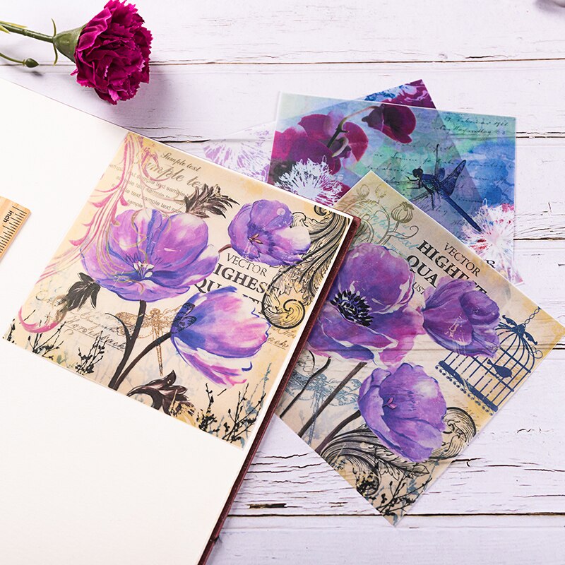 8pcs Vintage Bird Flower Vellum Paper Pattern Pack... – Grandado