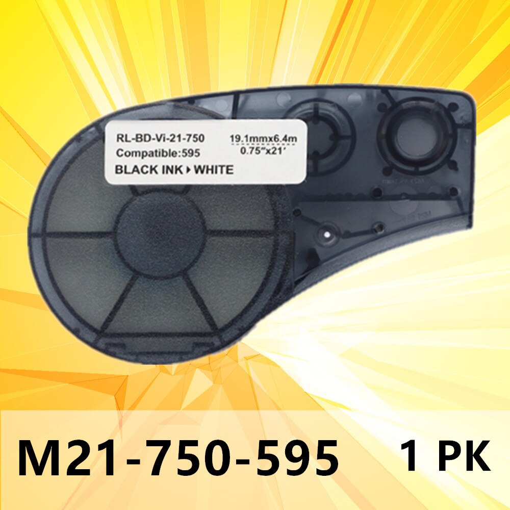 Label Tape Compatible for M21-750-595 Black on Whi... – Grandado