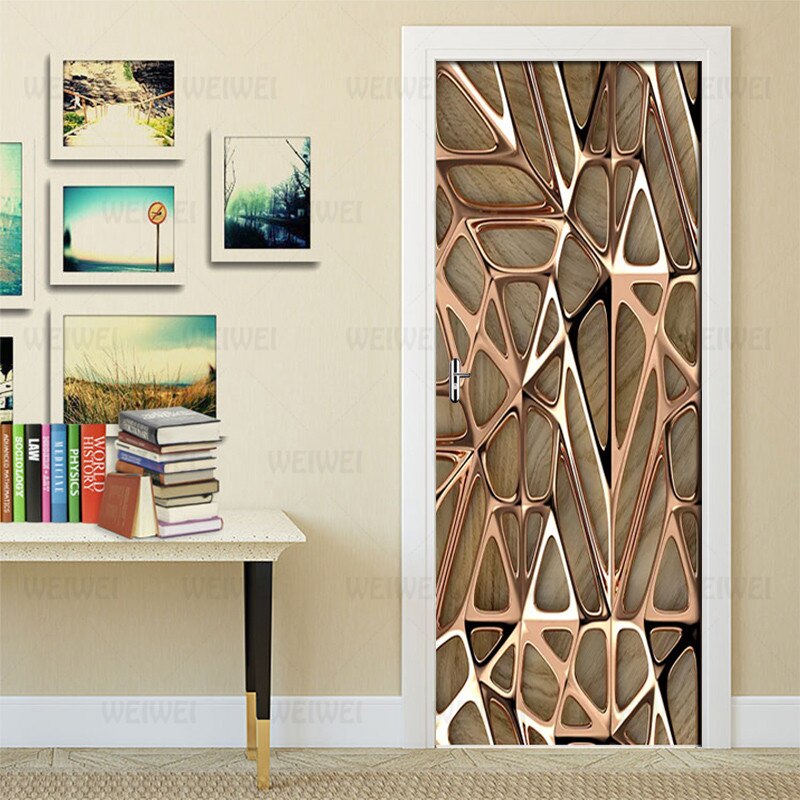 2Pcs/Set Rose Gold Geometric Pattern 3D Wall Door ... – Grandado