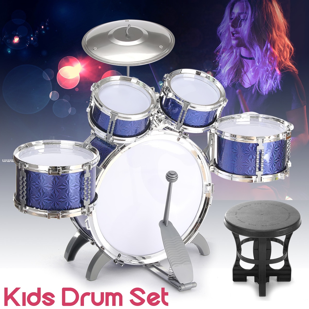 Kit de tambour bleu pour enfants, Instrument éduca... – Grandado