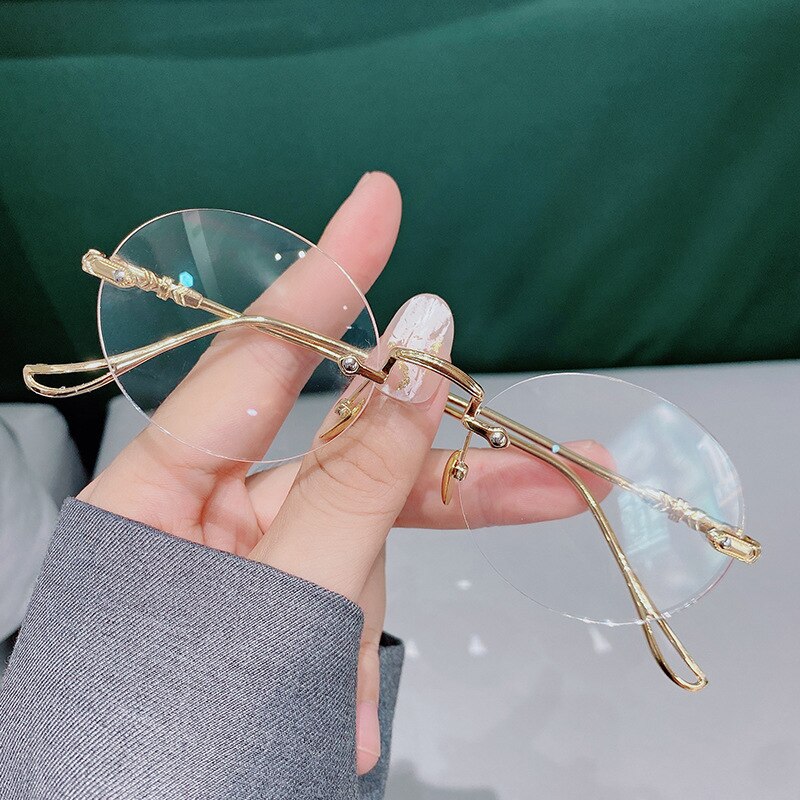 Ahora Rimless Oval Reading Glasses Women Men Compu... – Grandado