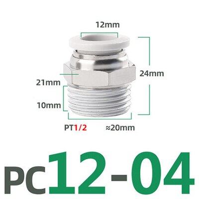 PC Pneumatic Connector White Hose Connector Male T... – Grandado
