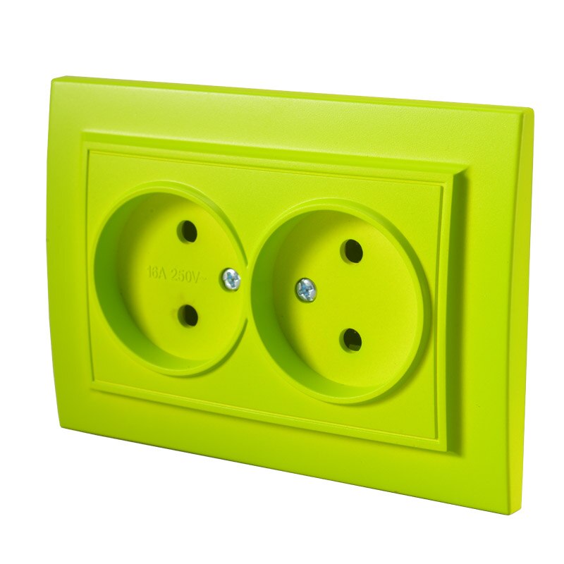 Wall Socket Socket Yellow Green Color Double Socke... – Grandado