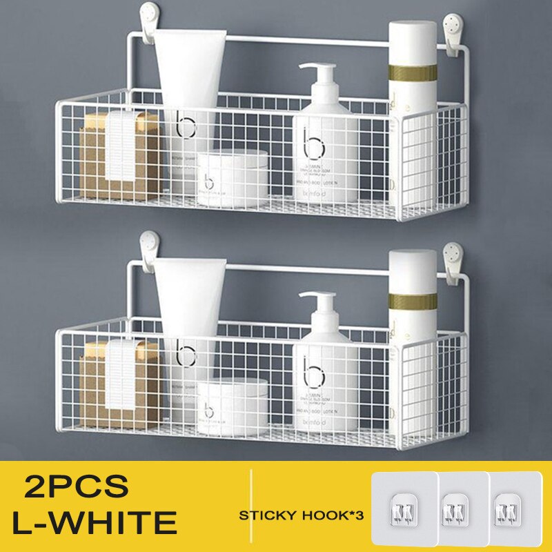 Wall Mounted Bathroom Shelf Shower Shampoo Rack To... – Grandado