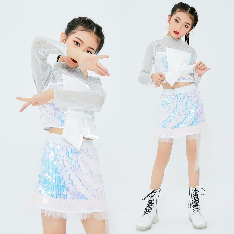 Long Sleeve Sequins Dance Costume Girls Jazz Perfo... – Grandado