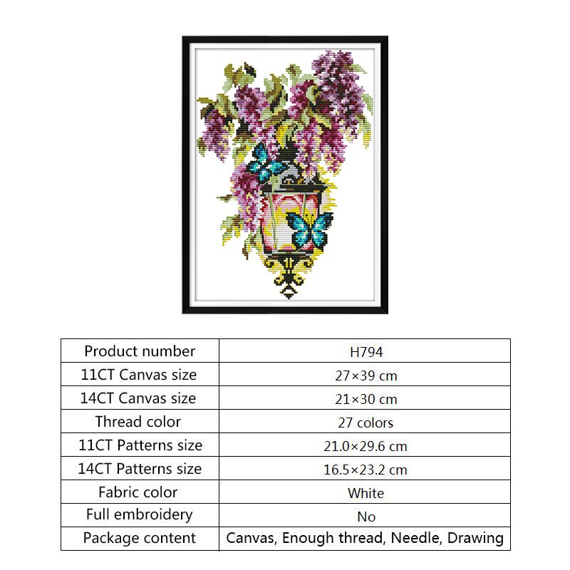 Korssting blomster stil 14ct dmc tælles ptinted på... – Grandado