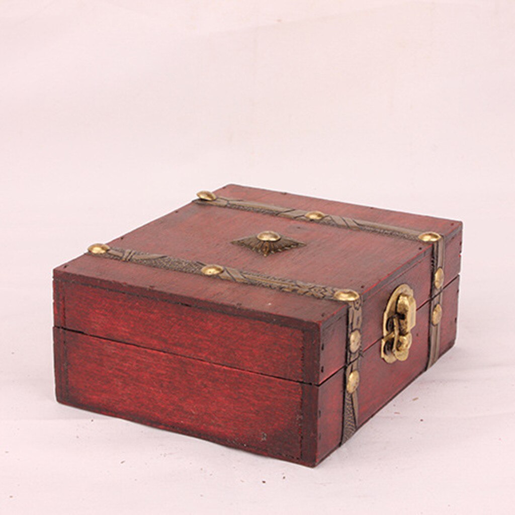 Handmade Wooden Vintage Lock Treasure Chest Jewele... – Vicedeal