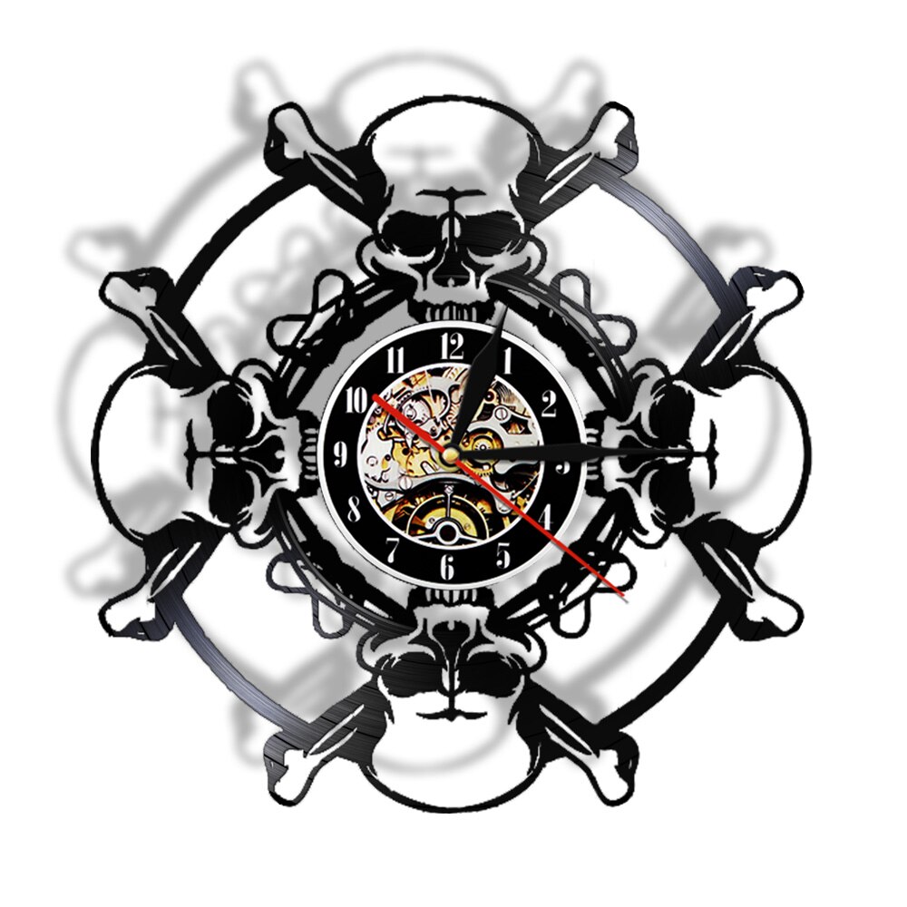 Four Skull Heads Horror Led Vinyl Wall Clock With ... – Grandado