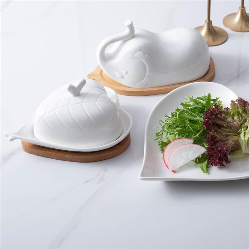 Køkken smør tallerken med låg hvid keramisk hjerte... – Grandado