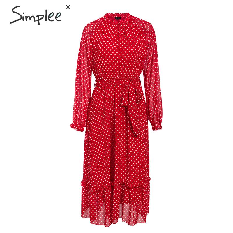 Simplee efterår kvinder festkjole polka prikker pr... – Vicedeal