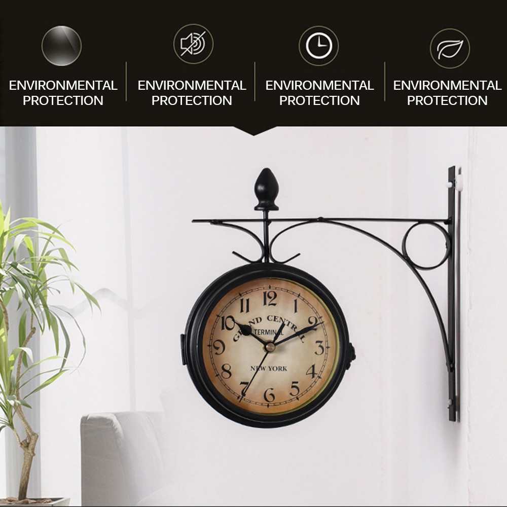 Outdoor Wall Clock Hanging Retro Double Sided Batt... – Grandado