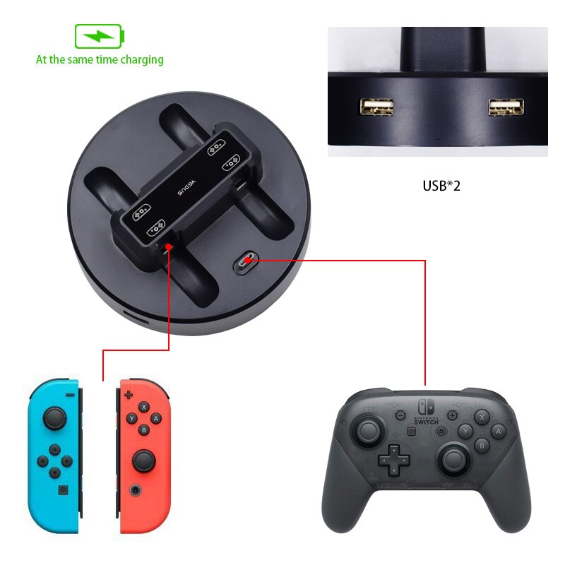 Switch Pro Controller Charger Dock Stand 2 USB Por... – Grandado