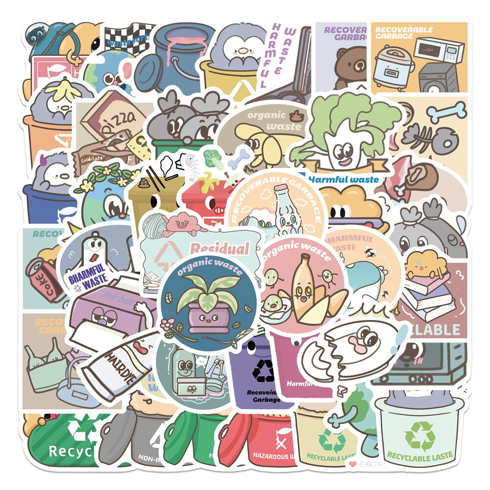 10/30/50 Pcs Cute Version Garbage Sorting Cartoon ... – Grandado