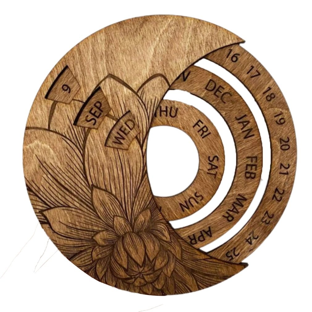 Wooden Hanging Calendar Craft Retro Permanent Cale... – Grandado