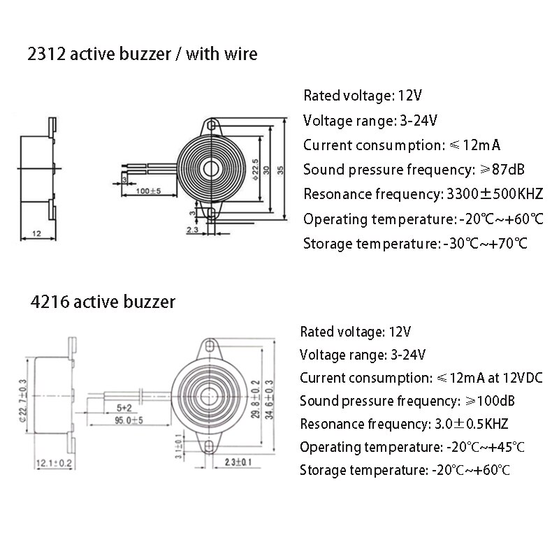 10PCS 2312 4216 Active buzzer alarm 3-24V electrom... – Vicedeal