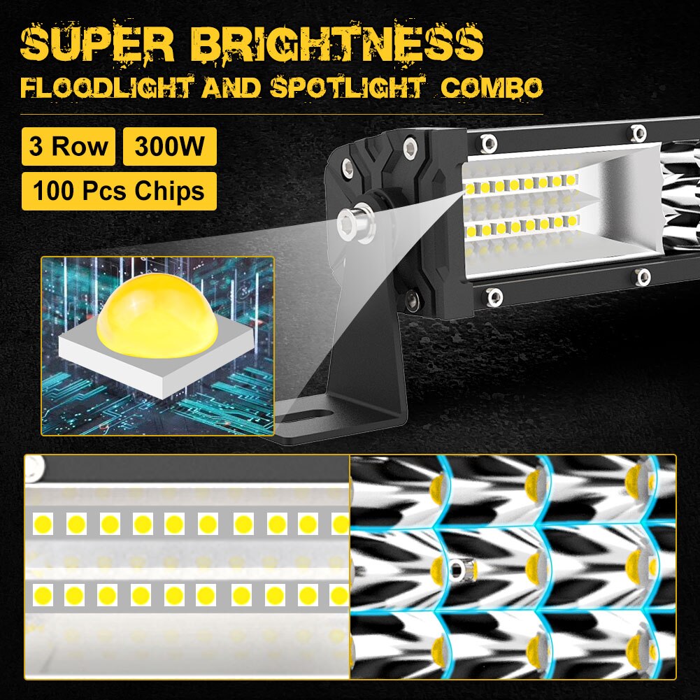 NAOEVO Tri-Rows 12D barra led 4x4 offroad 90W 210W... – Vicedeal