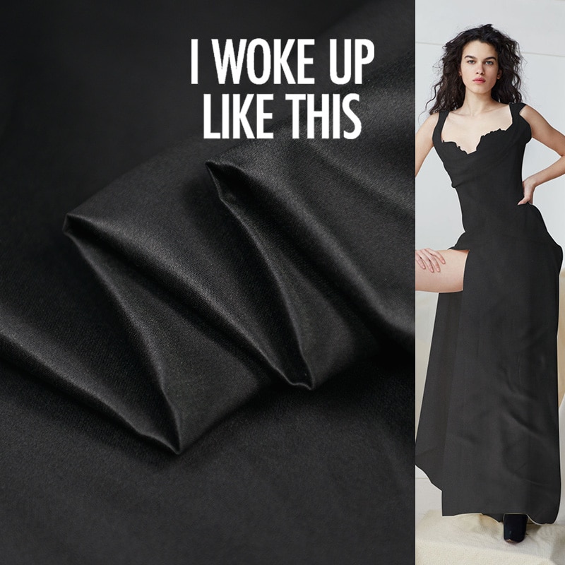 Black Plain Dyed 140cm Wide 48Momme 68%silk 32%cot... – Grandado