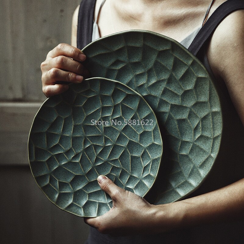 Nordic Style Round Dinner Plate Home Decor Green C... – Grandado