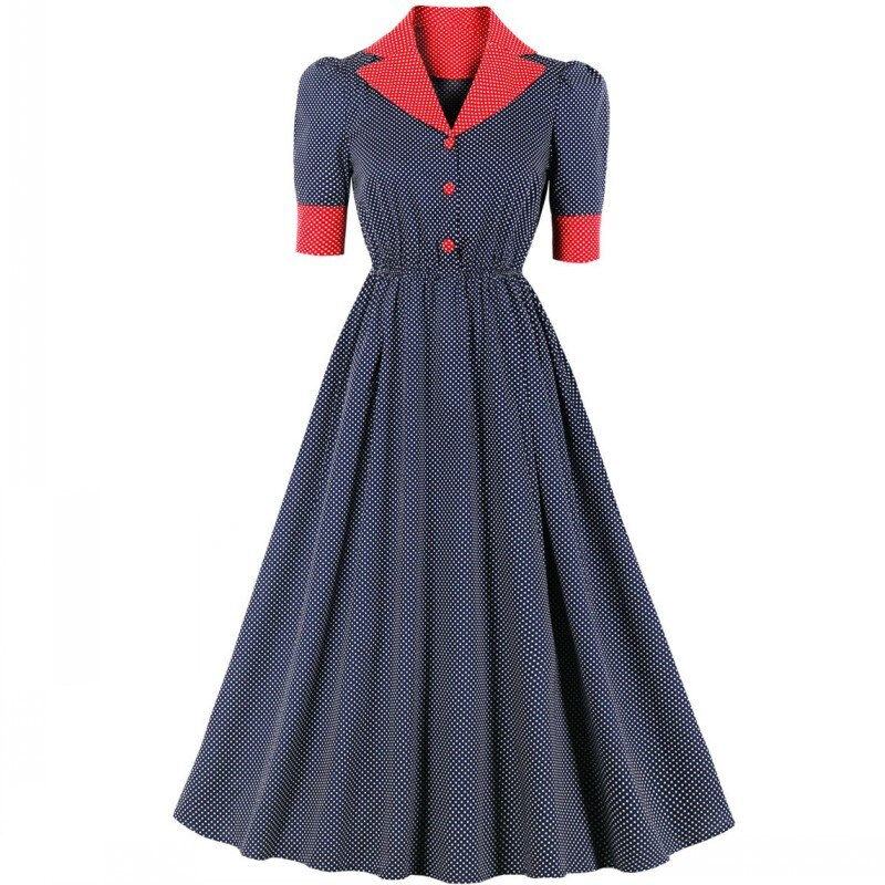 Summer Vintage A Line Dresses Women Notched Neck S... – Vicedeal