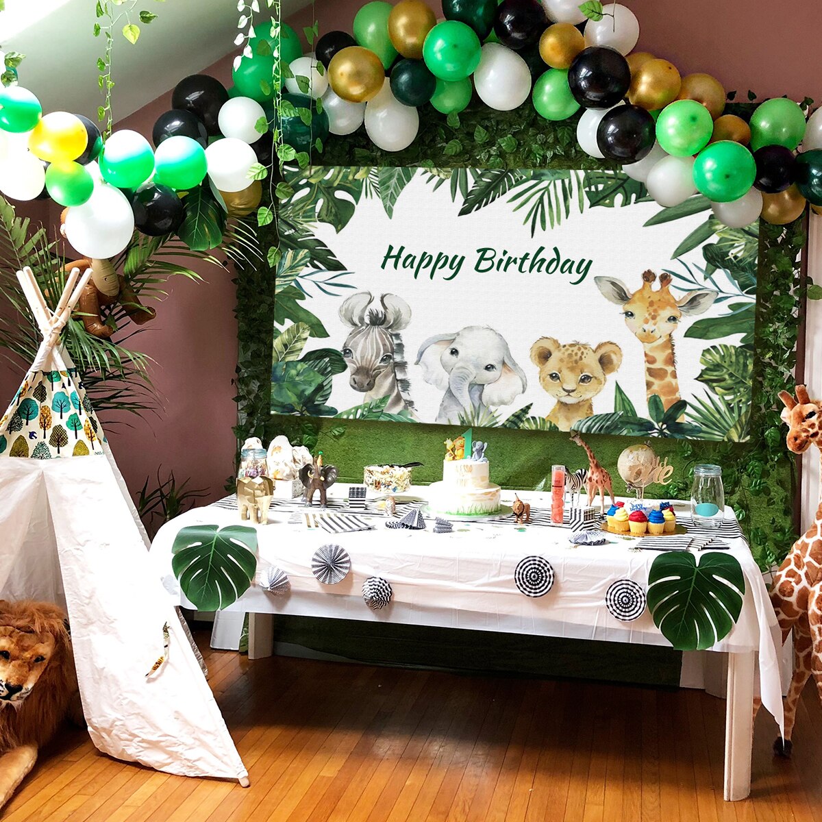 Jungle Birthday Banner Tropical Safari 1st Happy B... – Vicedeal