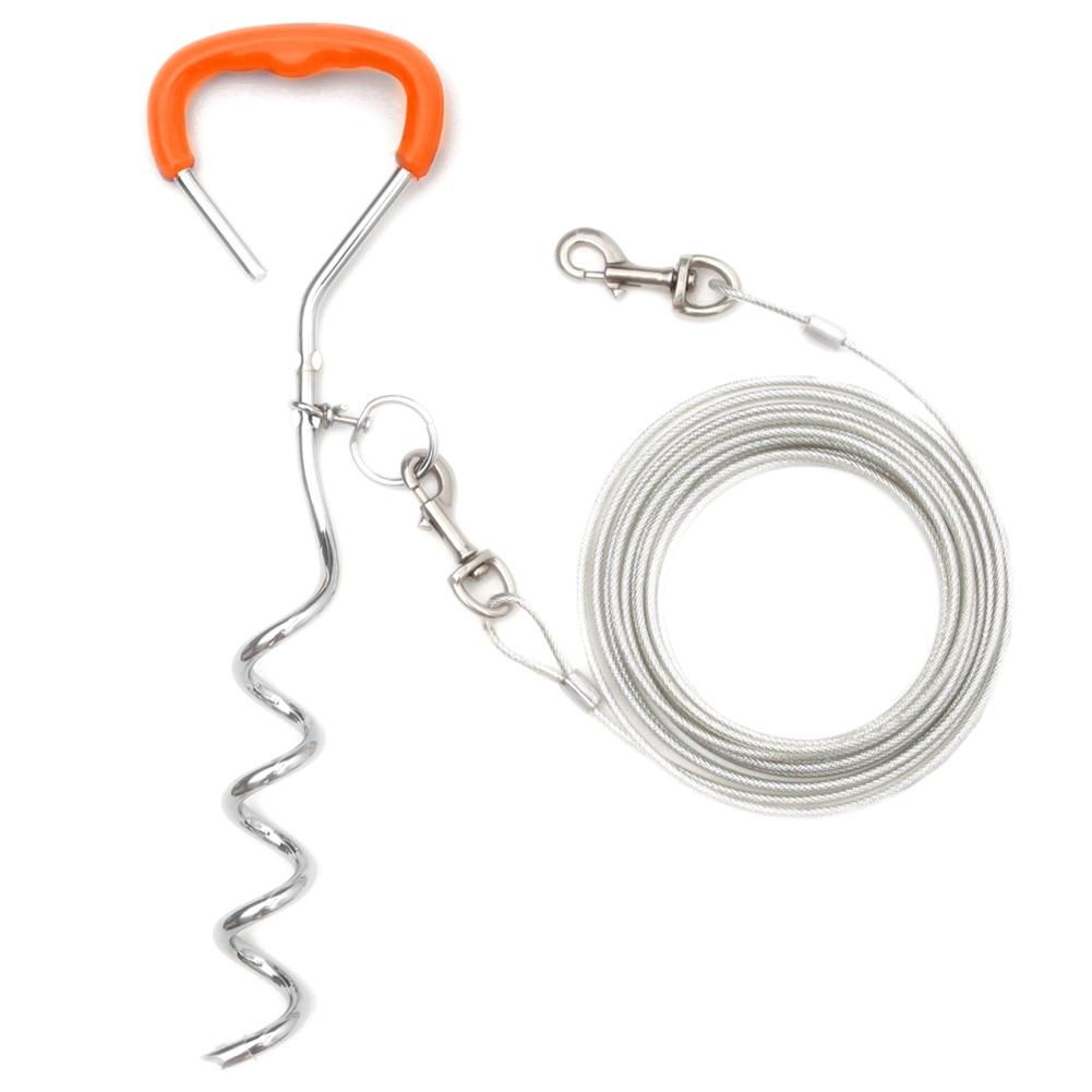Pet Supplies Spiral Tie Out Cable Dog Stake Iron G... – Grandado