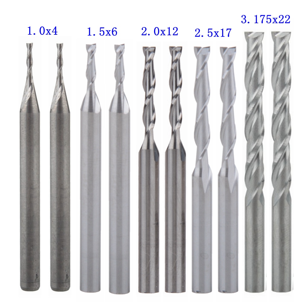 1mm 1.5mm 2.0mm 2.5mm 3.175mm Carbide 2 Fluit Spir... – Vicedeal