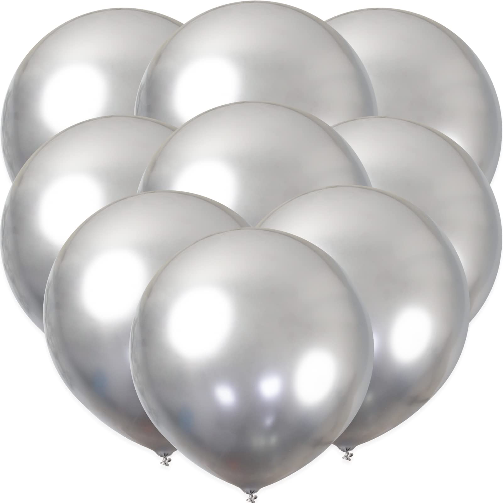 Silver Balloons 18 Inch Large Sliver Metallic Chro... – Grandado