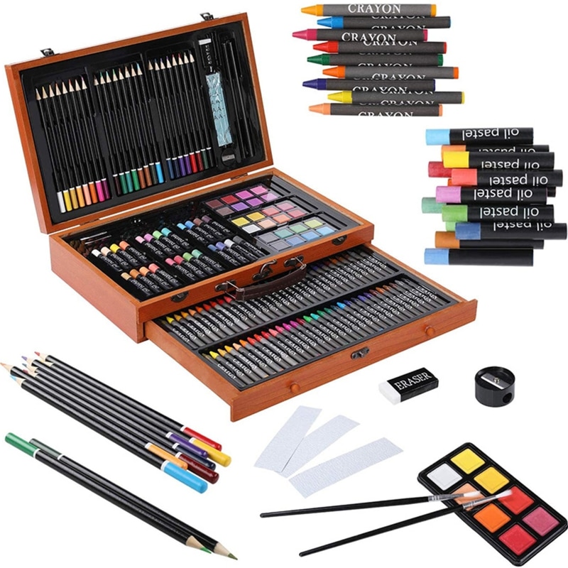 142pcs/set Artist Drawing Kit Colored Pencil Crayo... – Vicedeal