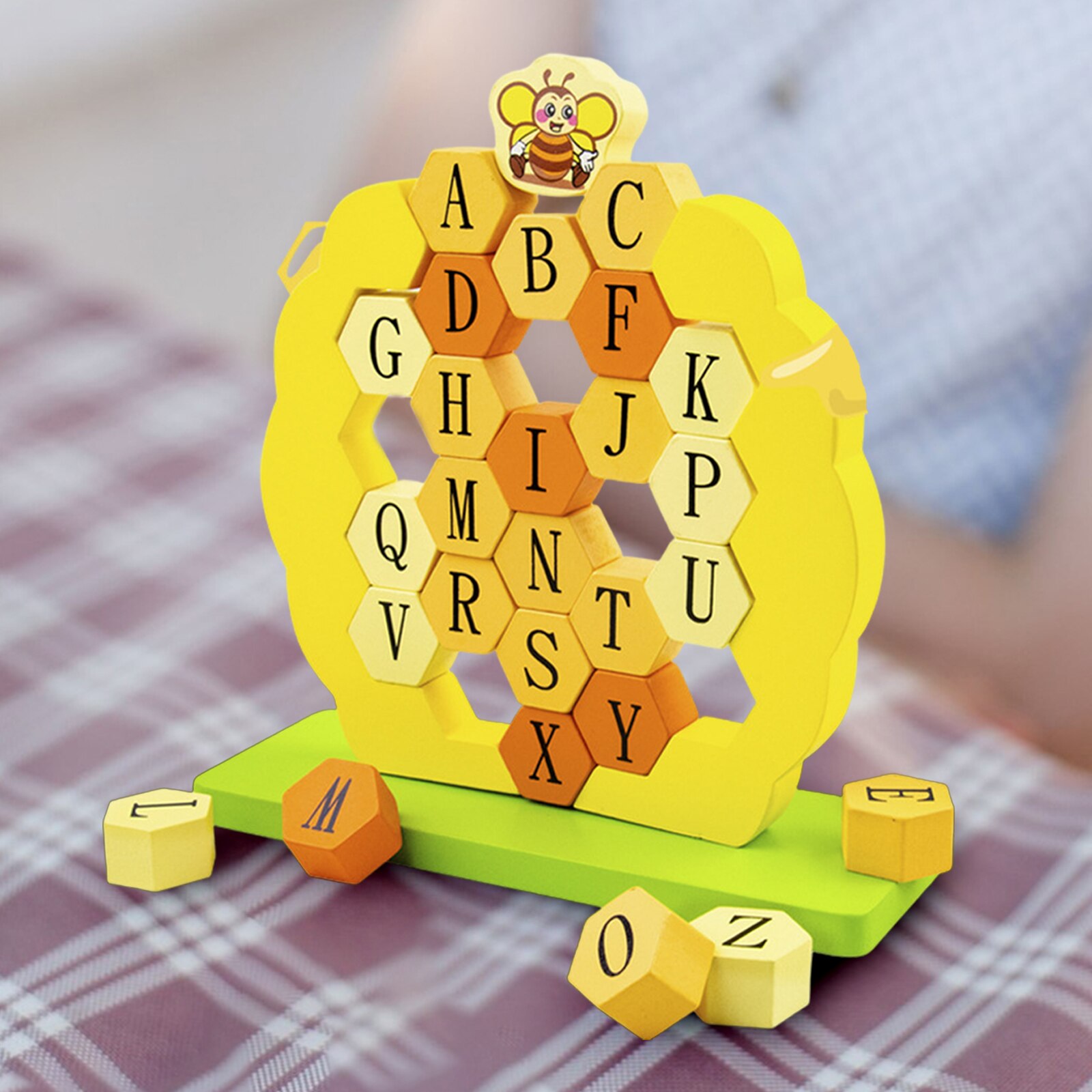 Wood Honeycomb Alphabet Puzzle Stacking Game Board... – Grandado