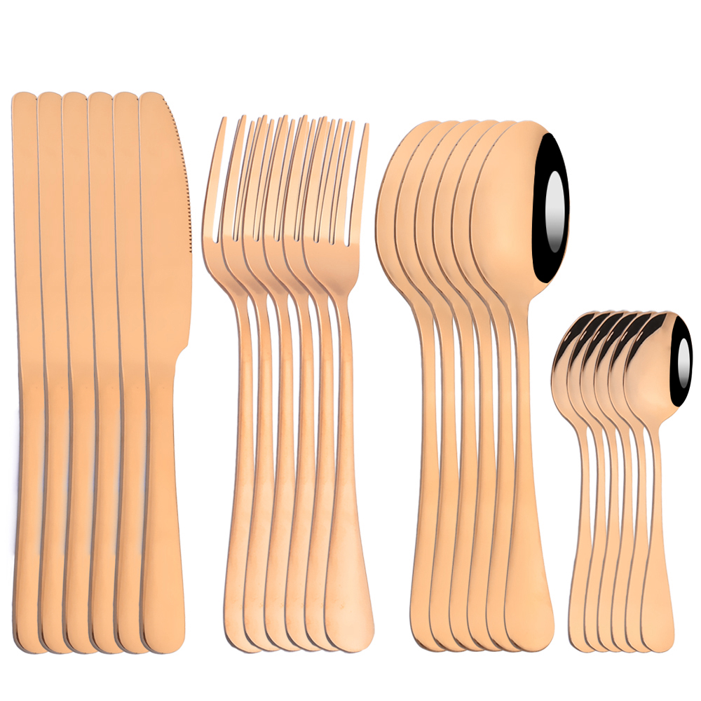 24pcs Red Gold Flatware Set 304 Stainless Steel Cu... – Grandado